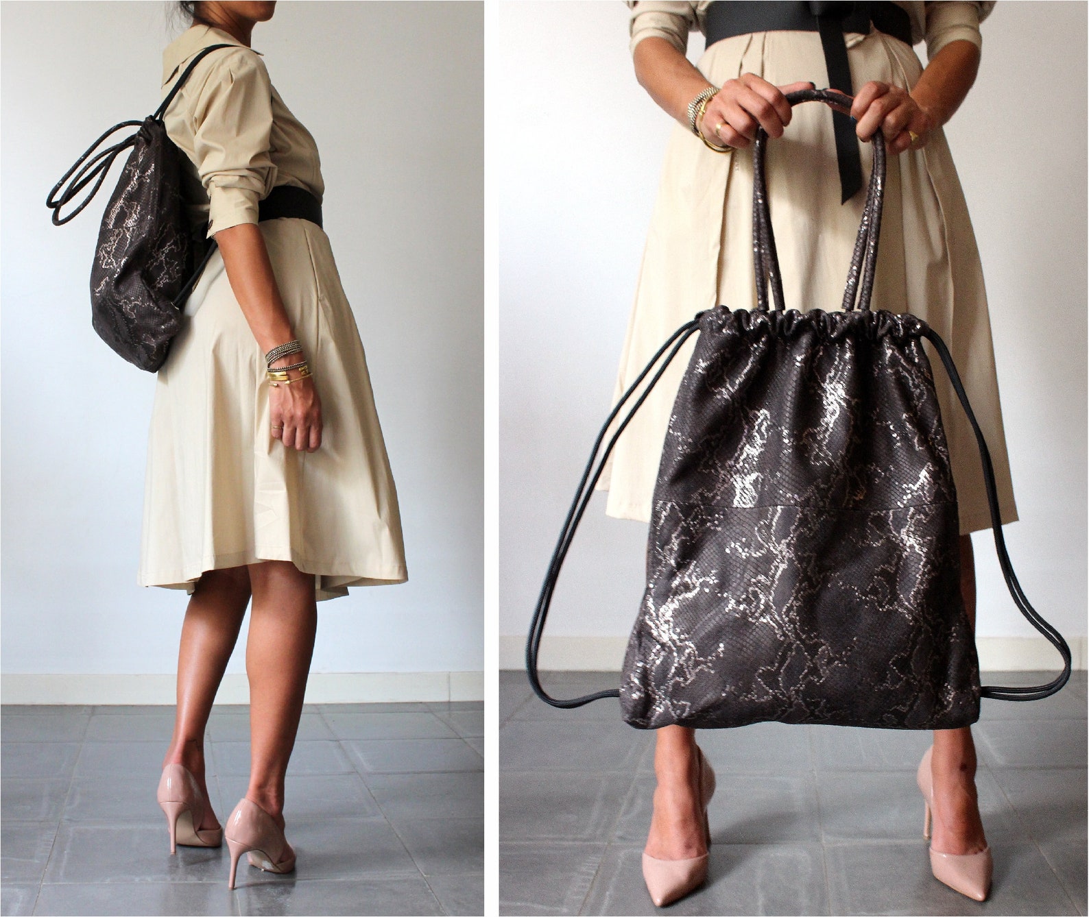 Woven Leather Backpack Purse SALE Multiway Leather Back Bag Women ...