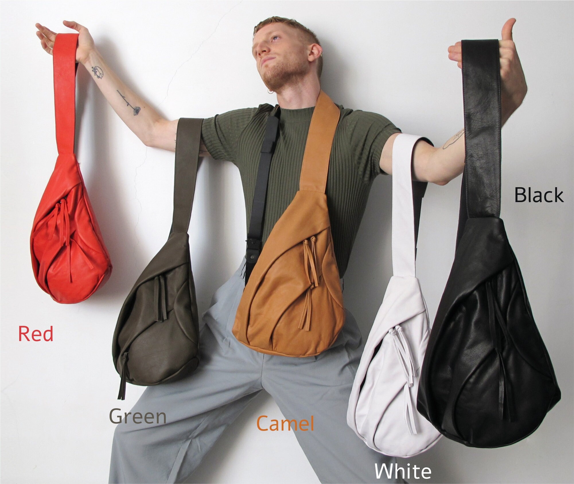 3in1 Black Leather Crossbody Bag UNISEX Leather Hobo Bag 3in1 Black Leather Crossbody Bag UNISEX Leather Hobo Bag