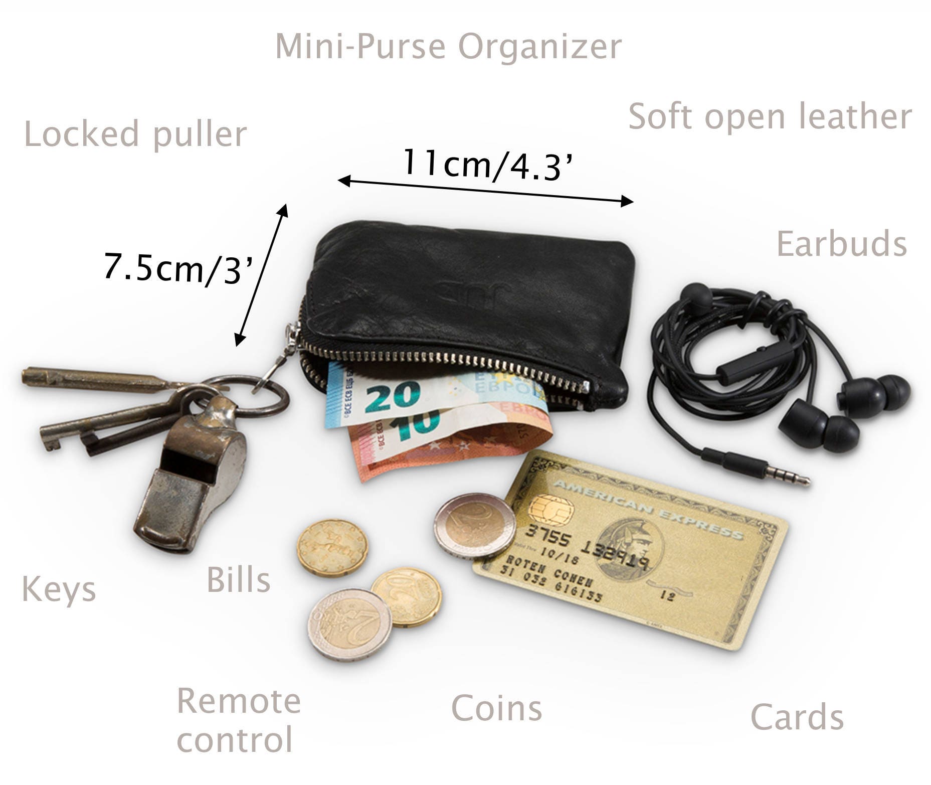 Small Leather Zipper Purse Leather Key Organizer Leather | Etsy