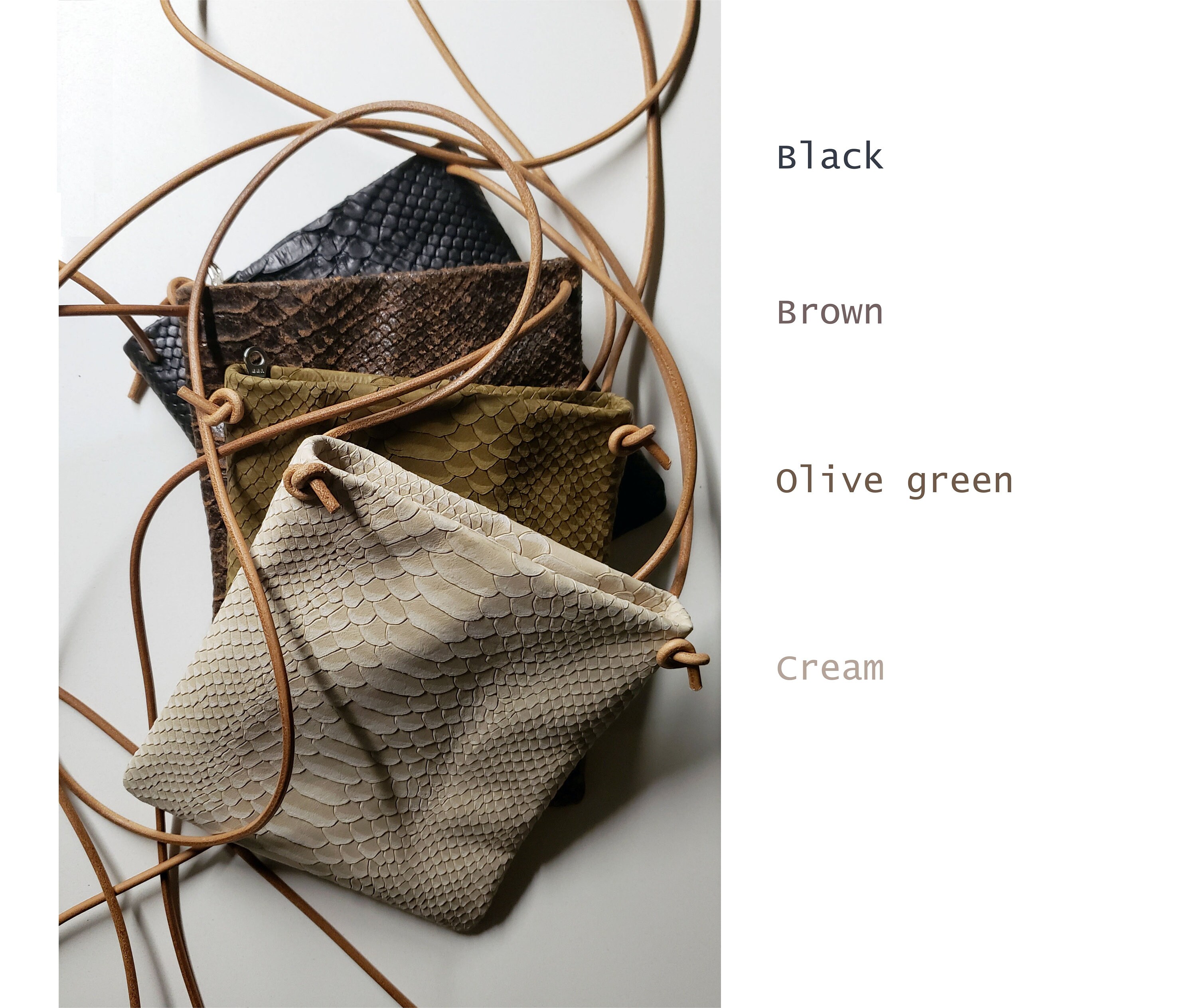 3 in 1 Cream White Python Leather Bag Small Python Leather Purse ...