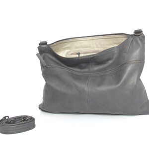 Gray Leather Bag Women Leather Messenger Bag SALE Large Leather Purse ...