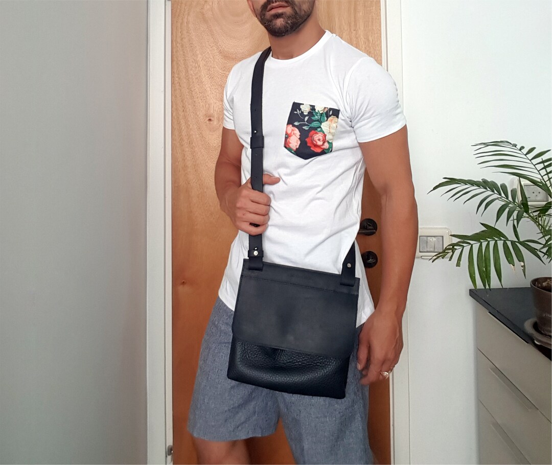 2in1 Small Crossbody Bag Men Mini Crossbody Bag Men Black Leather Bag ...