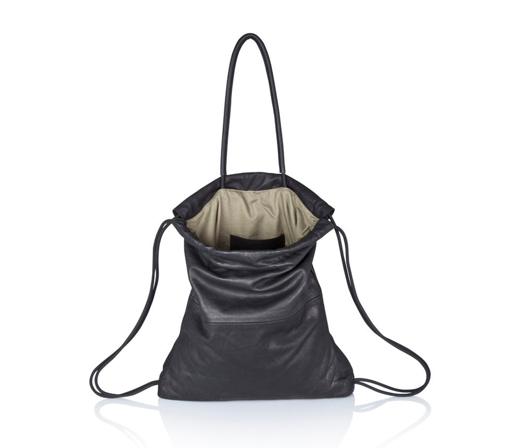 Handbag Black Leather Backpack Multi Way Leather Sack Bag SALE Leather ...