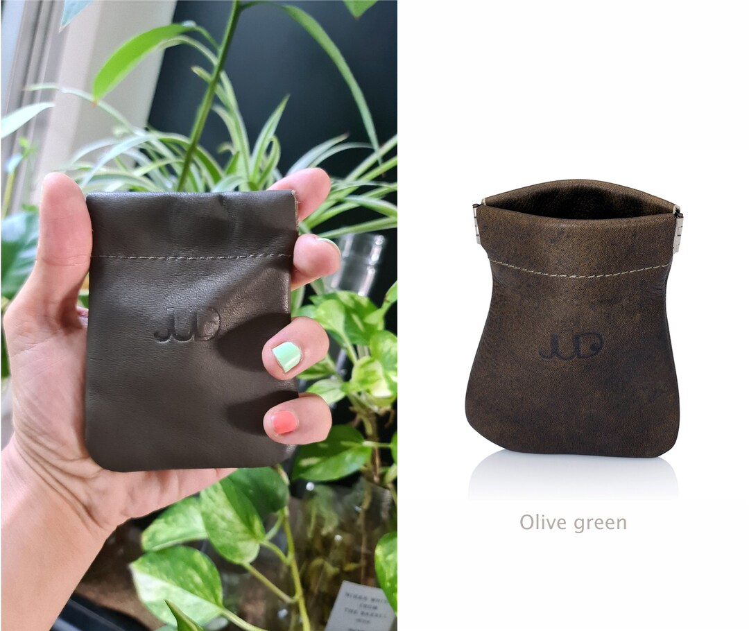 Minimalist Leather Wallet Coin Pocket Leather Coin Purse Soft Leather ...