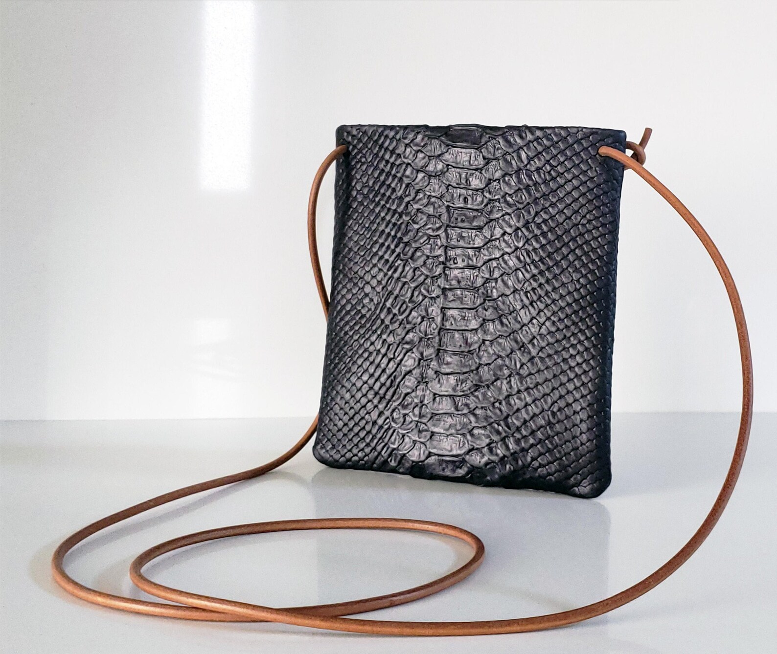 3 in 1 Brown Python Leather Bag Small Python Leather Purse Crossbody ...