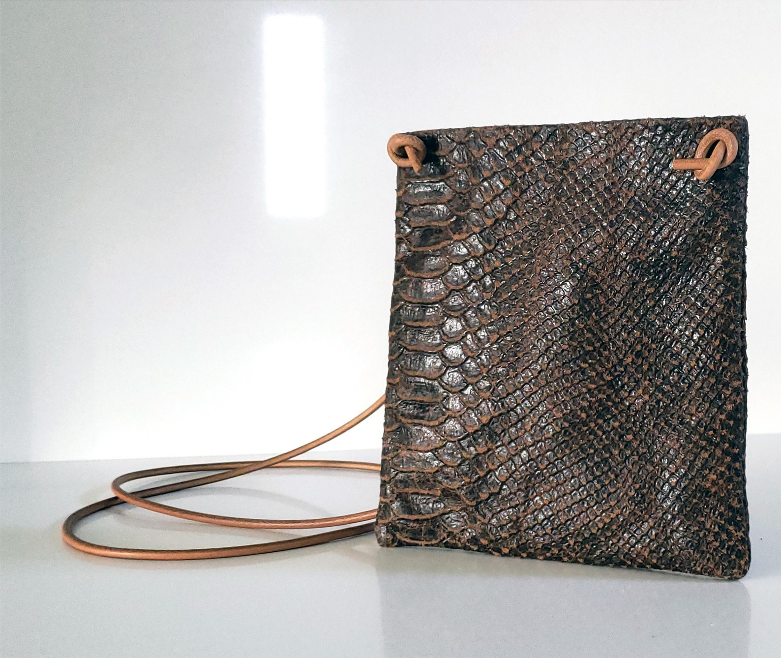 3 in 1 Brown Python Leather Bag Small Python Leather Purse - Etsy
