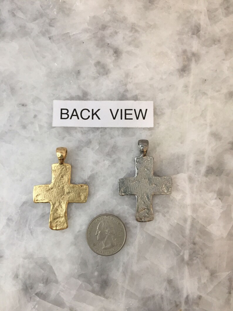 Cross Pendant With Bail Hammered 49mm Chunky Gold OR Silver - Etsy