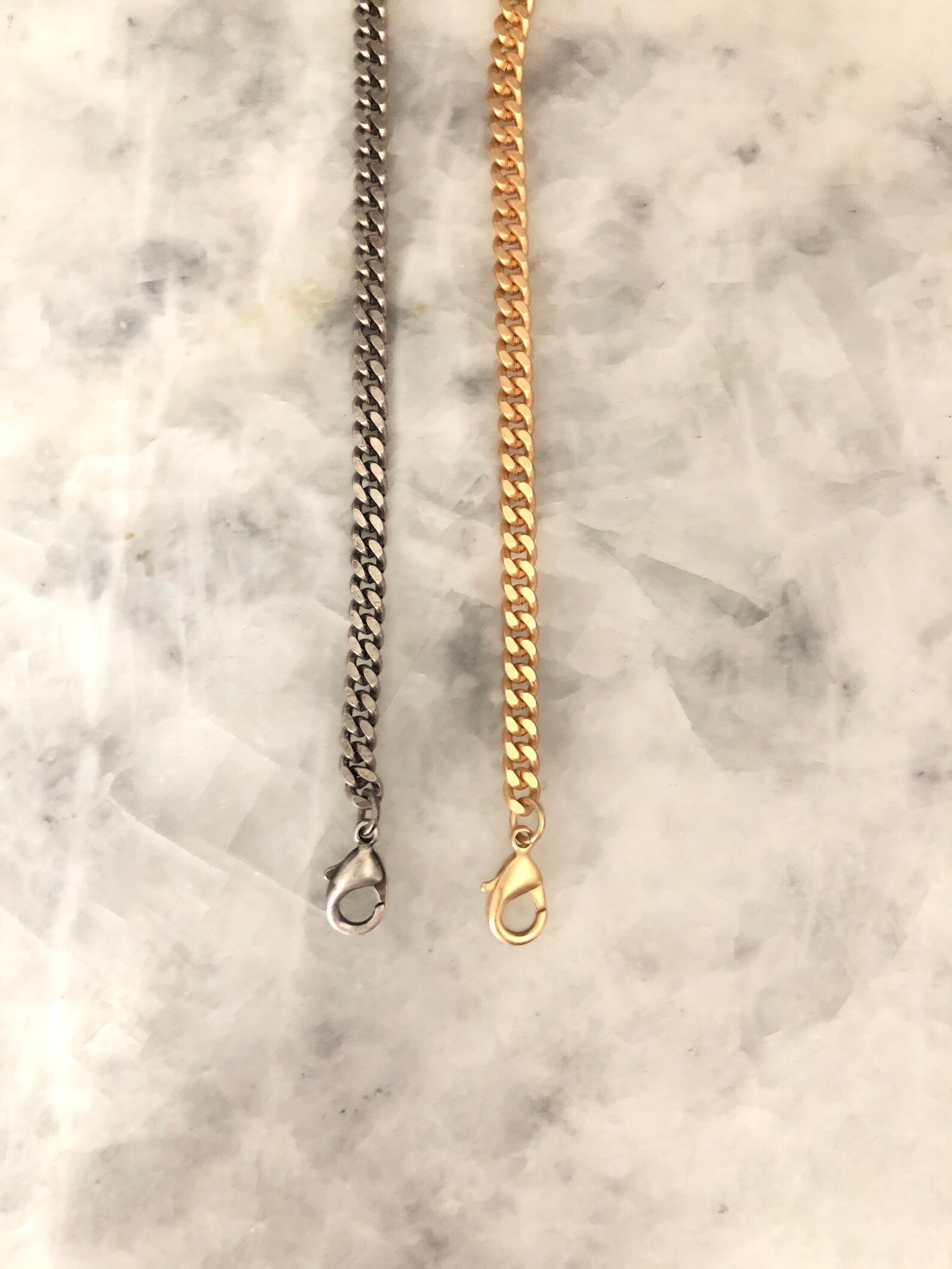 Curb Chain Flattened Antique Silver or Matte Gold Layering - Etsy