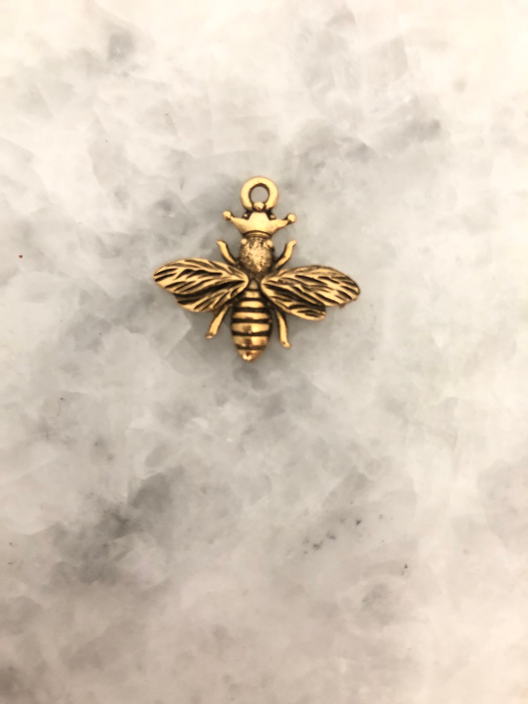 Queen Bee Charm Gold Bee Pendant 7/8 2 Sided 24k Plate - Etsy