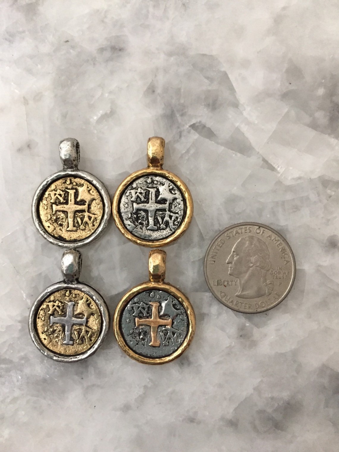 Pirate Coin Pendant Ancient Doubloon Bezel Set GOLD SILVER - Etsy