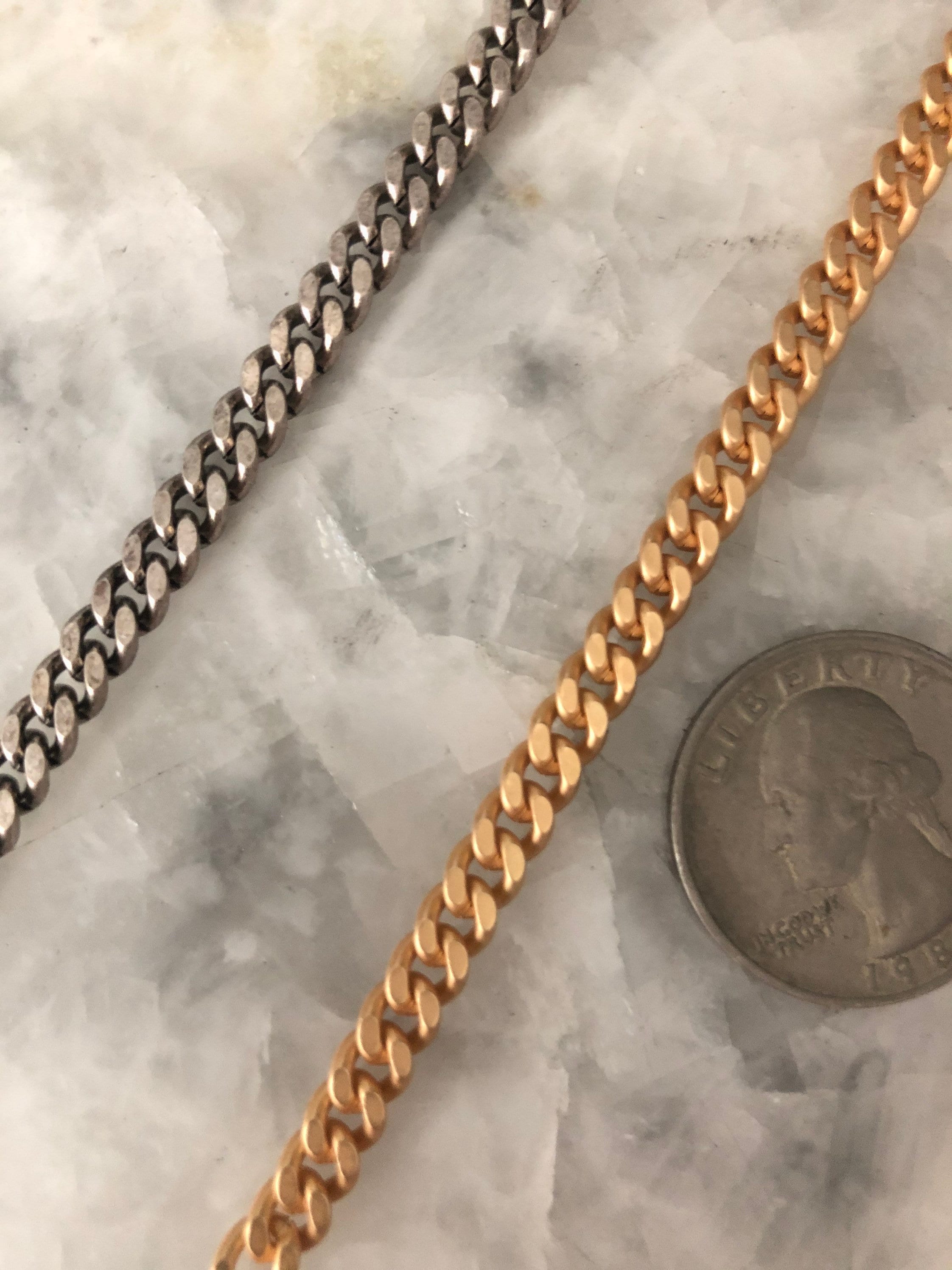 Curb Chain Flattened Antique Silver or Matte Gold Layering - Etsy