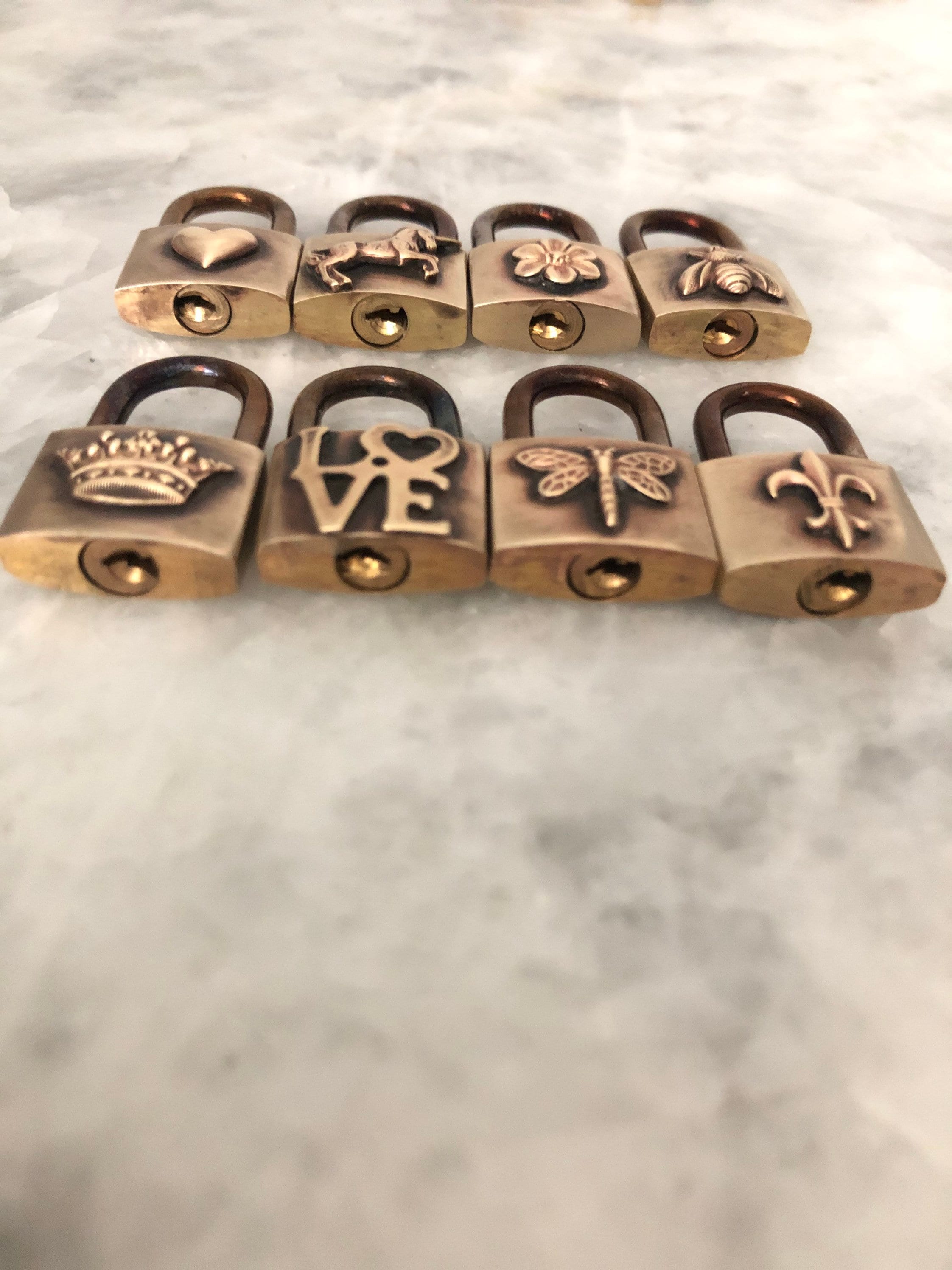 Padlock Pendant Small Vintage Brass Heart Bee Flower | Etsy