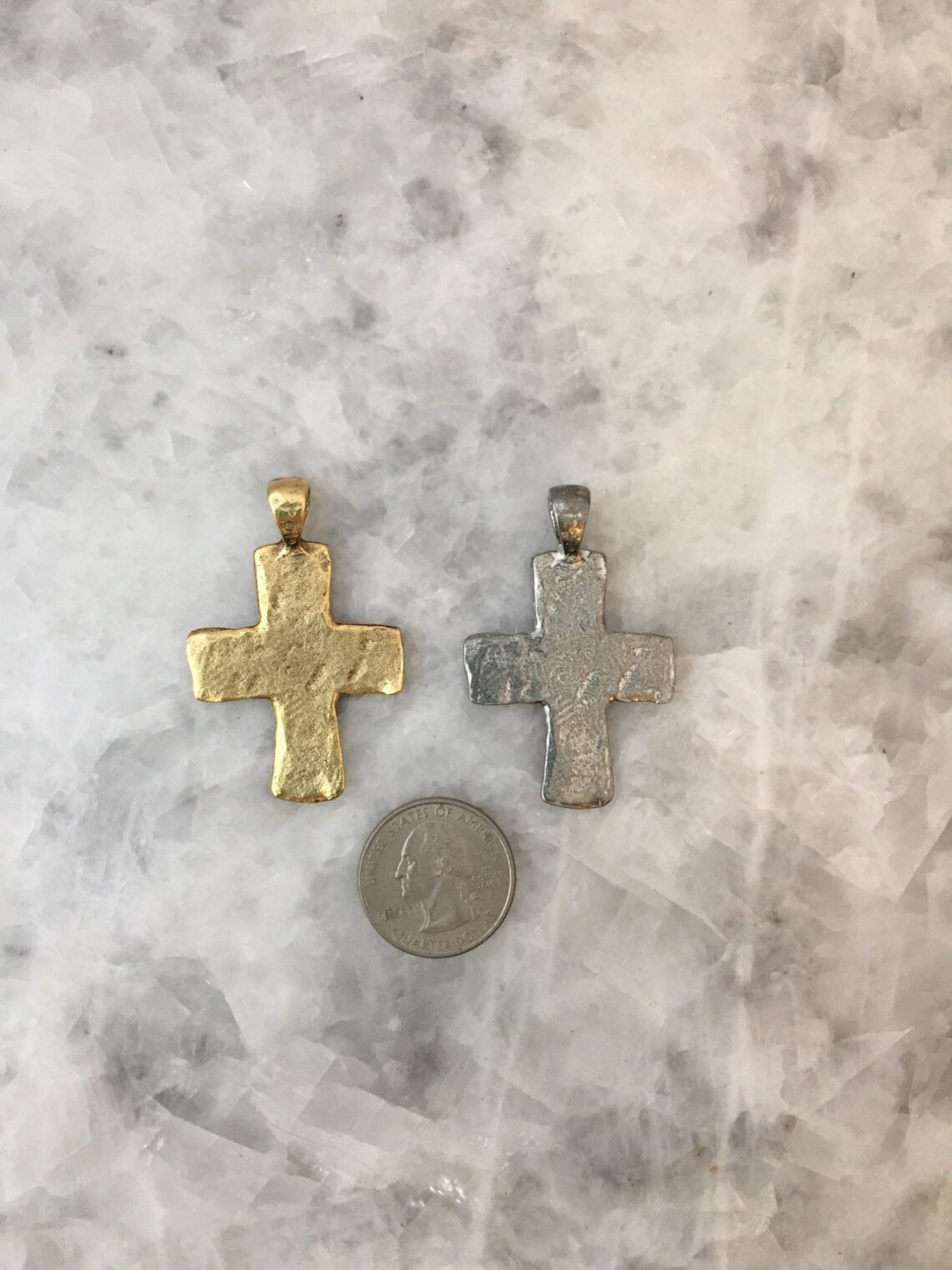Cross Pendant With Bail Hammered 49mm Chunky Gold OR Silver - Etsy
