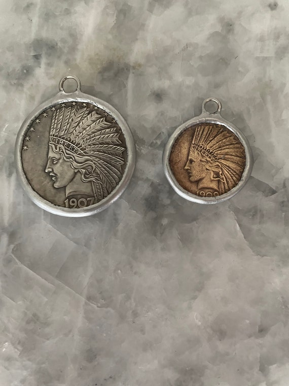 American Native Indian Coin 1907 Silver or Gold Necklace - Etsy