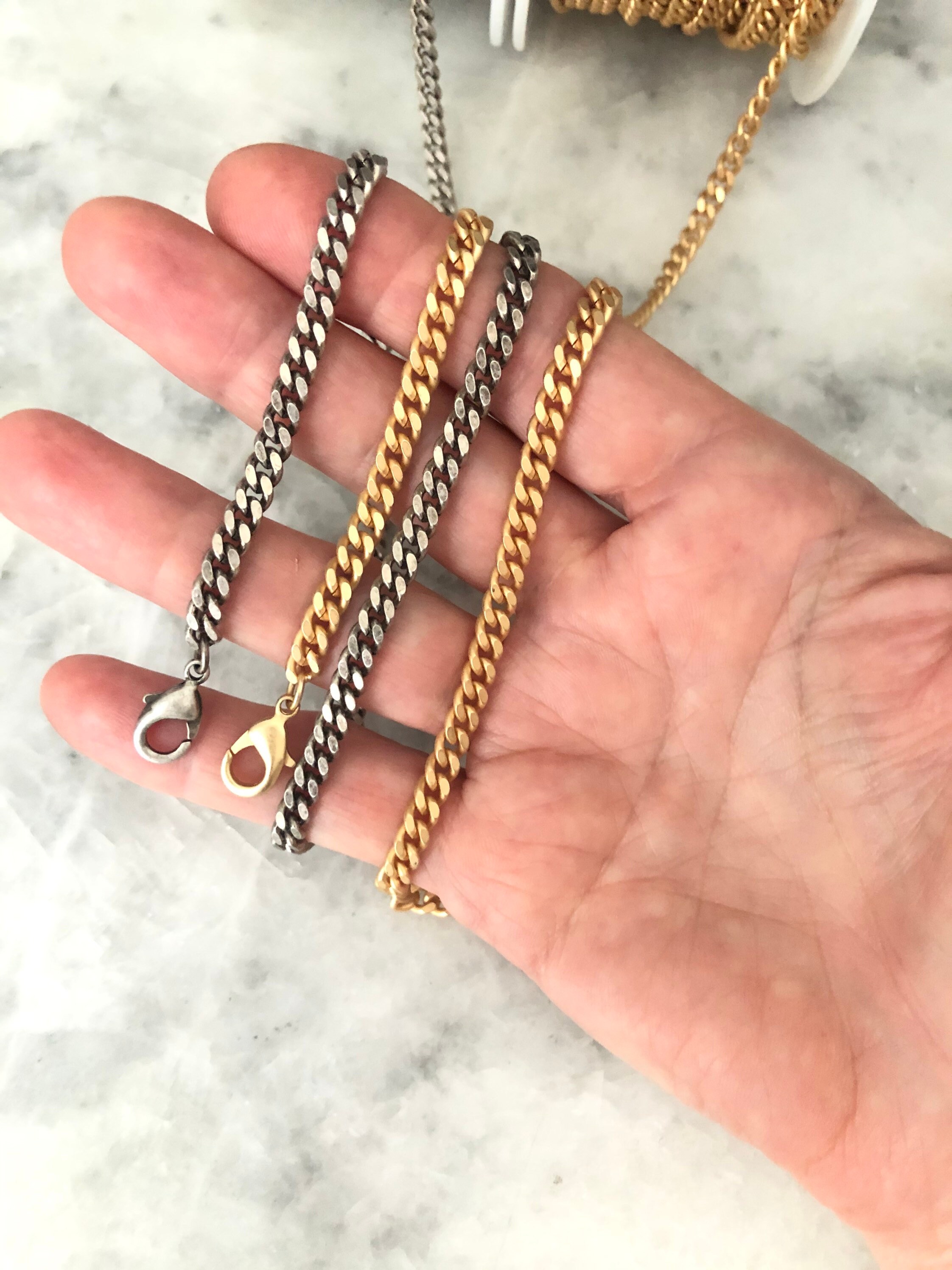 Curb Chain Flattened Antique Silver or Matte Gold Layering - Etsy