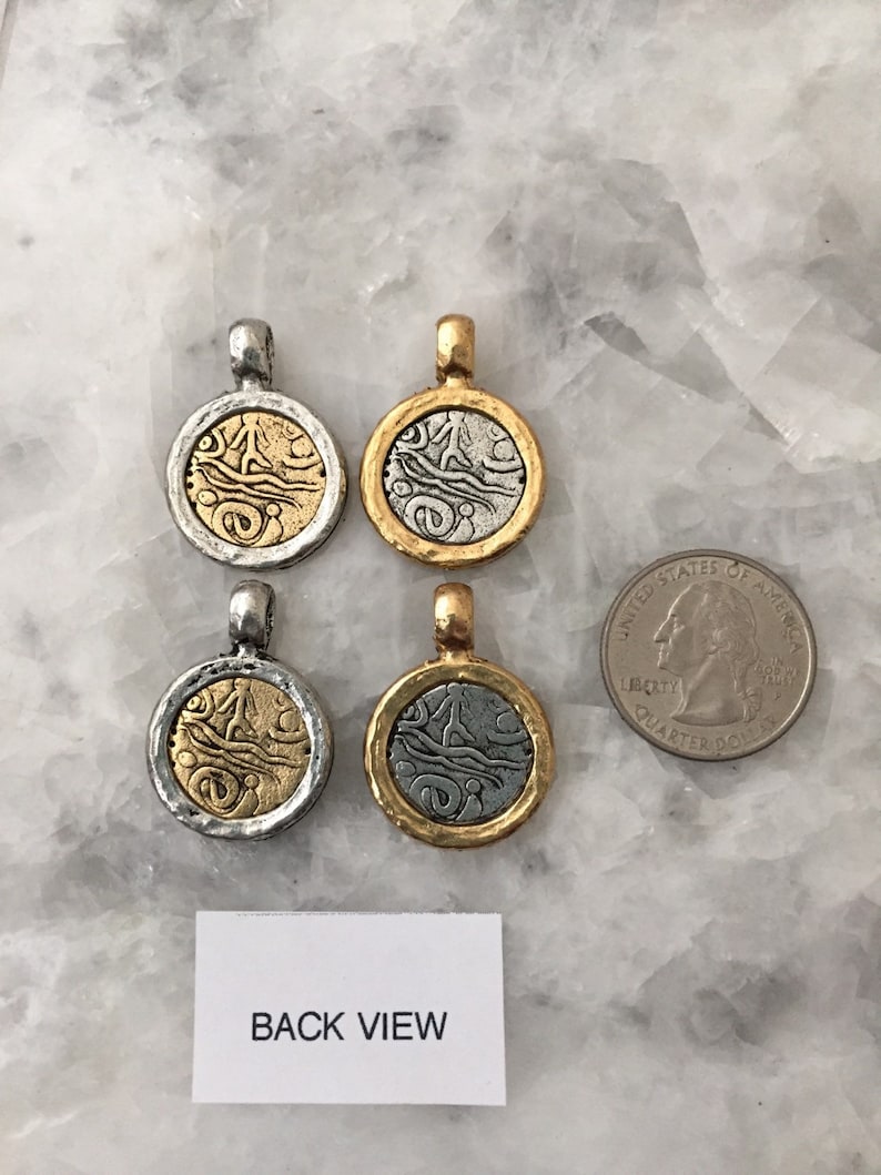 Pirate Coin Pendant, Ancient Doubloon, 30mm Bezel Set GOLD SILVER ...