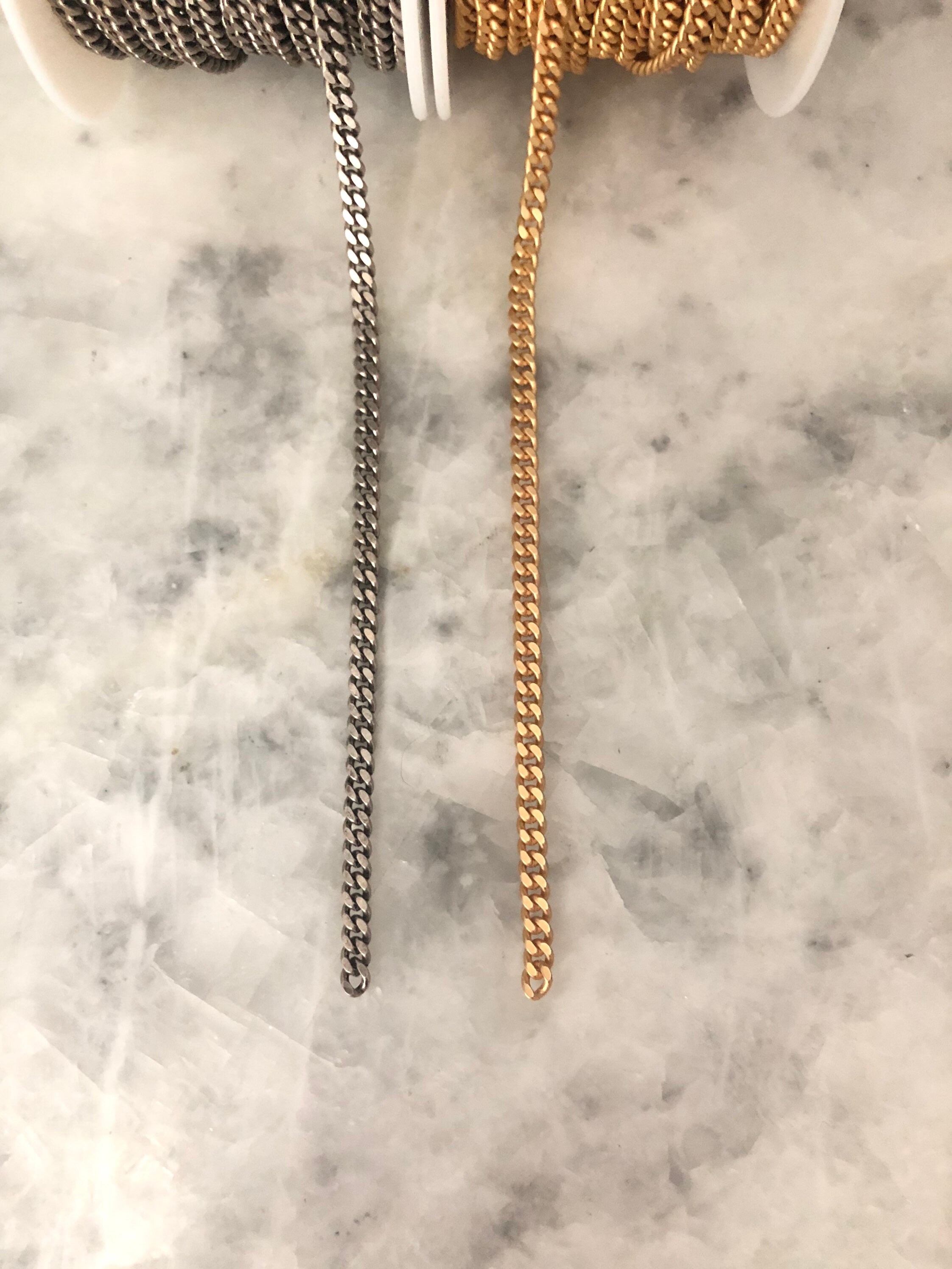 Curb Chain Flattened Antique Silver or Matte Gold Layering - Etsy