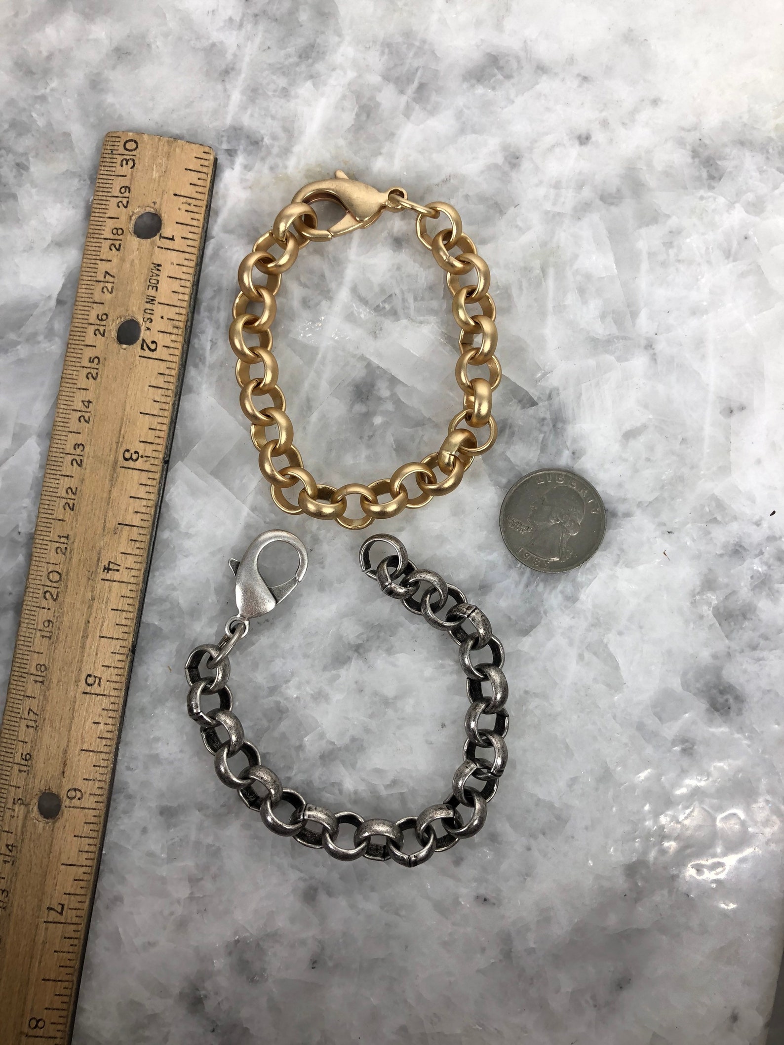 Chunky Chain Bracelet 11mm Antique Silver OR Matte Gold Rolo - Etsy