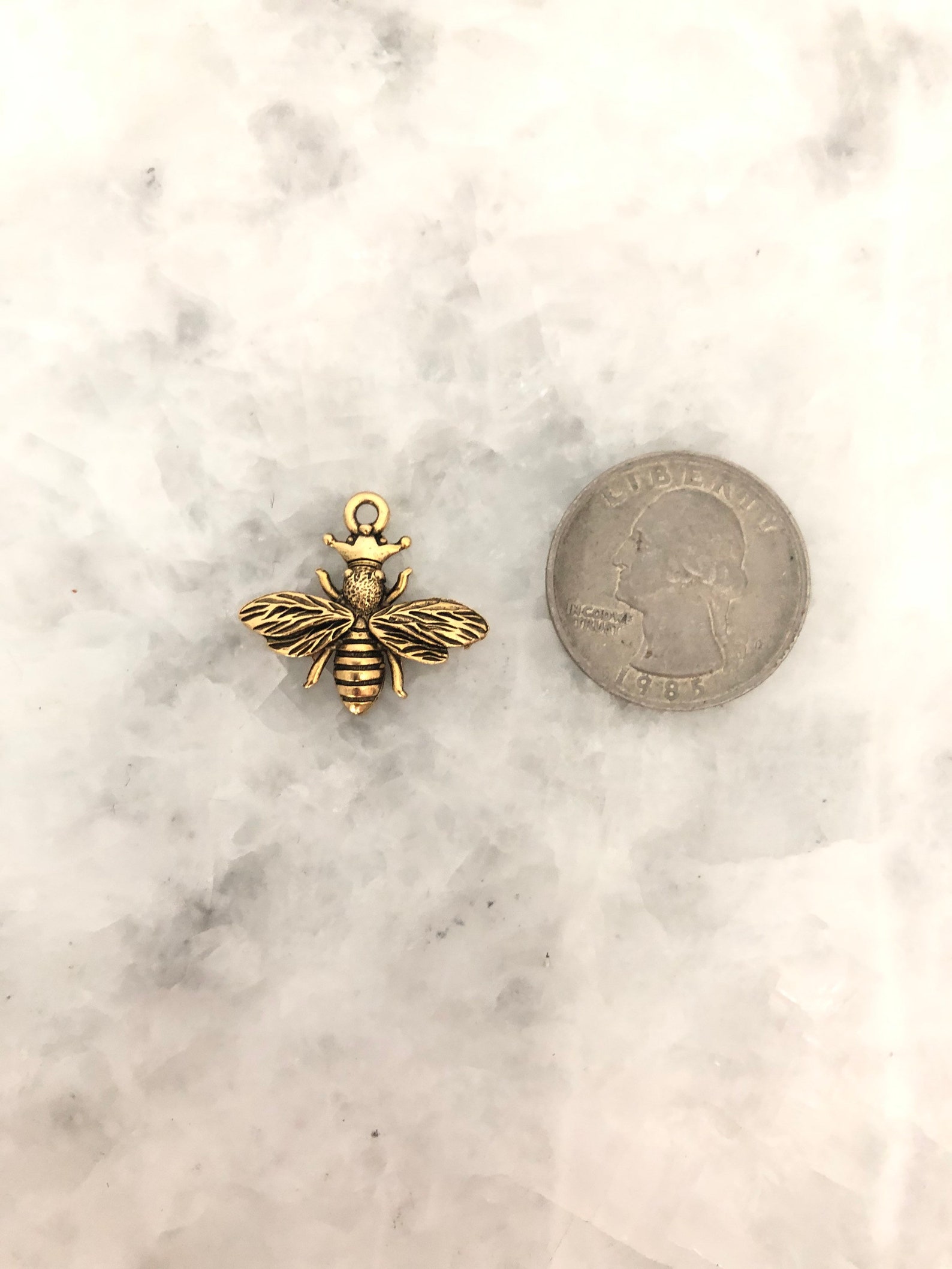 Queen Bee Charm Gold Bee Pendant 7/8 2 Sided 24k Plate | Etsy