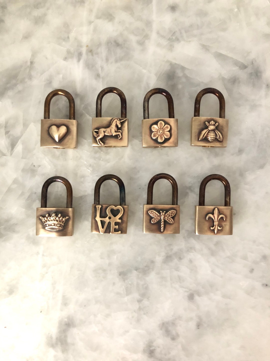 Padlock Pendant, Small Vintage Brass, Heart, Bee, Flower, Unicorn ...