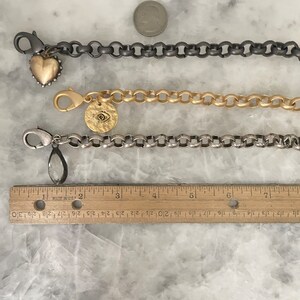 Chain Bracelet With Charms, 11mm Antique Silver, Gunmetal or Gold Rolo ...