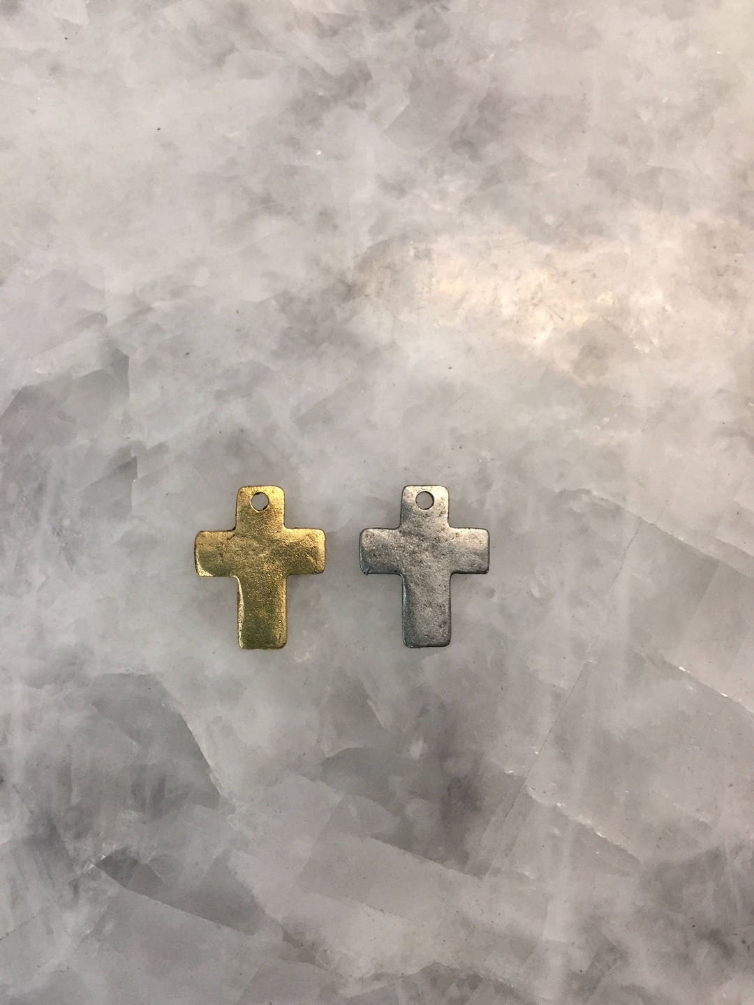 Cross Charm, Small, Pewter, Simple, Gold or Silver 18mm, 1 Holed ...