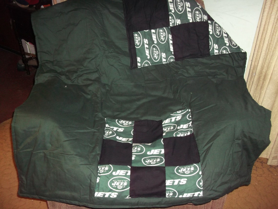 Pillow Quilt NFL New York Jets 44 in X 56 in Lap Quilt That Folds Into ...
