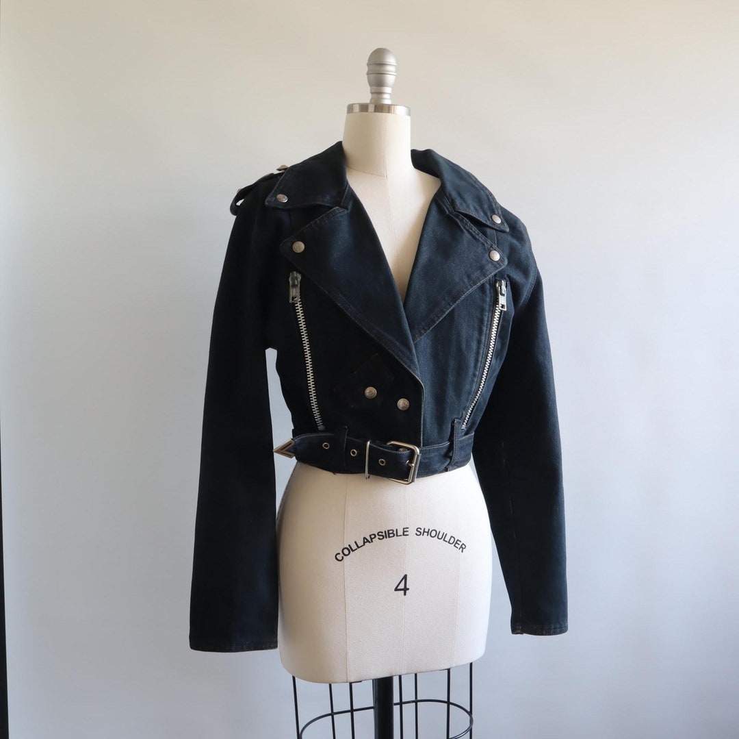 Parasuco Canada Denim Jean Jacket Moto 80s Cropped Short - Etsy