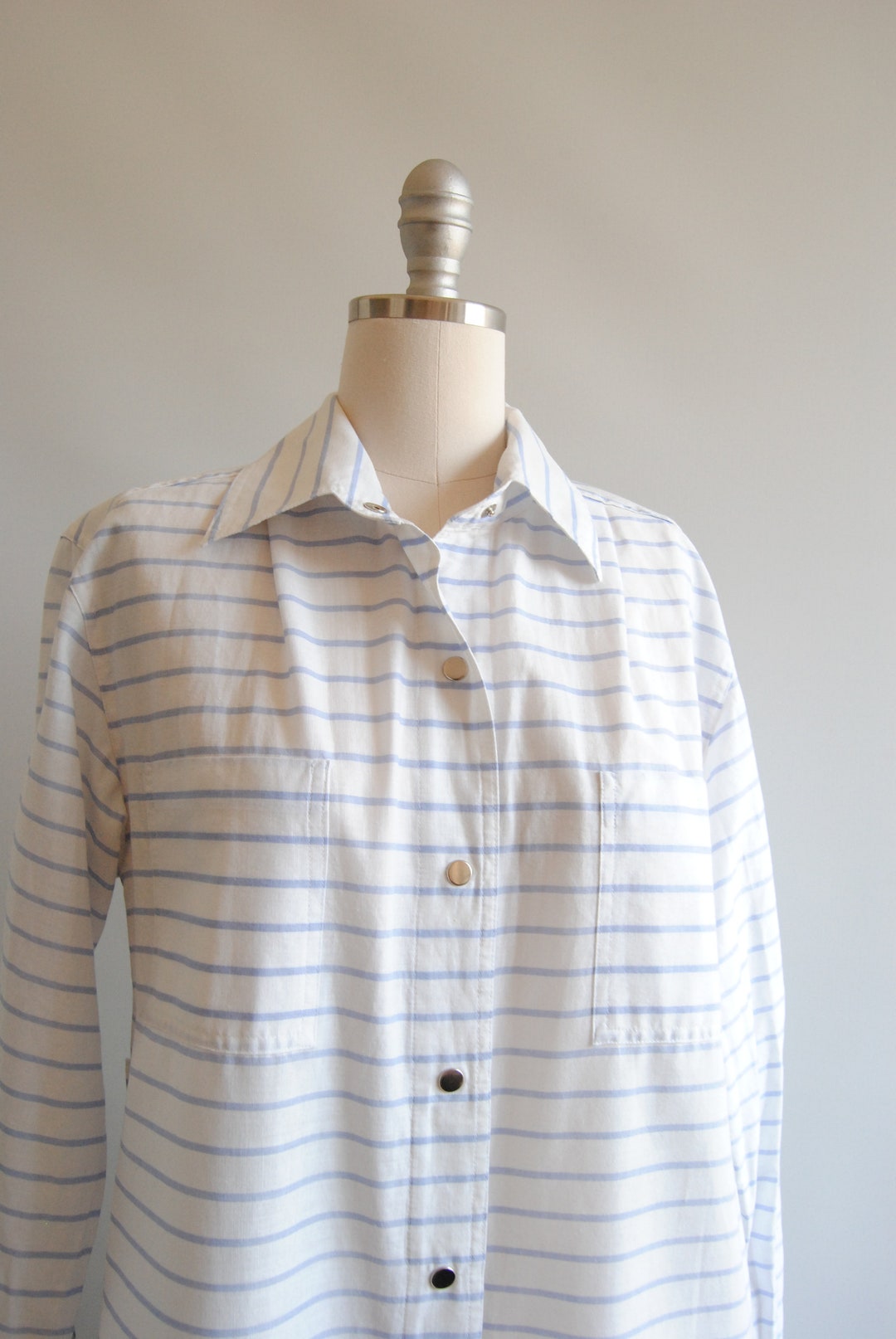 Voukko Finland Dress Vintage White Blue Stripe Sz S Long Sleeve - Etsy