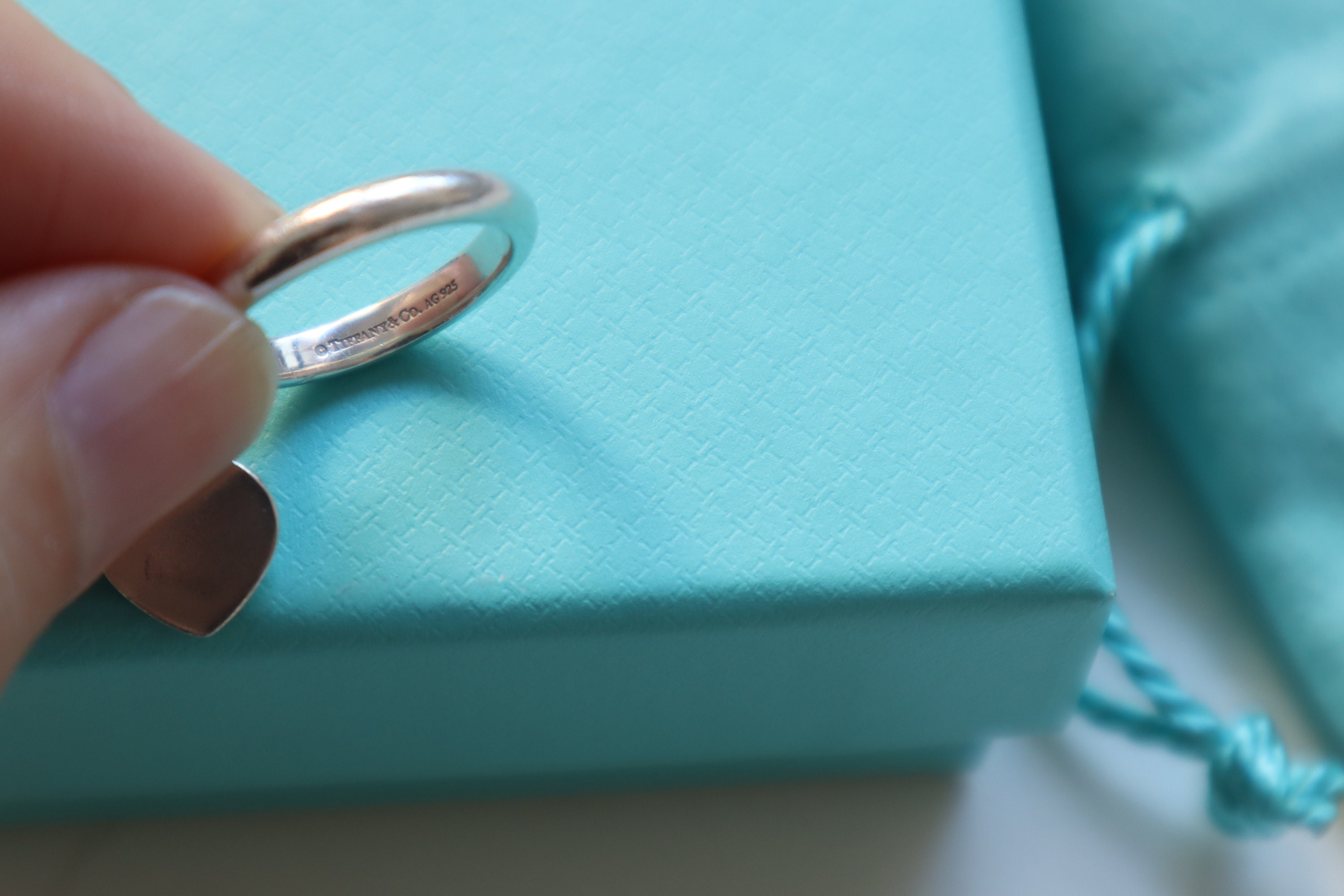 Tiffany & Co Silver Blue Enamel Mini RTT Double Hearts Ring Blue Size 5 ...