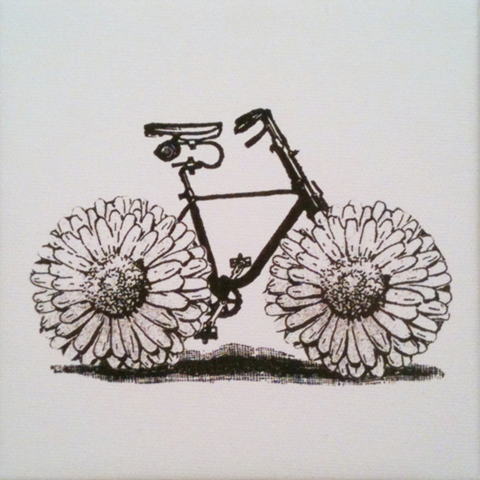 Flower Bike Art Print on Canvas - Etsy