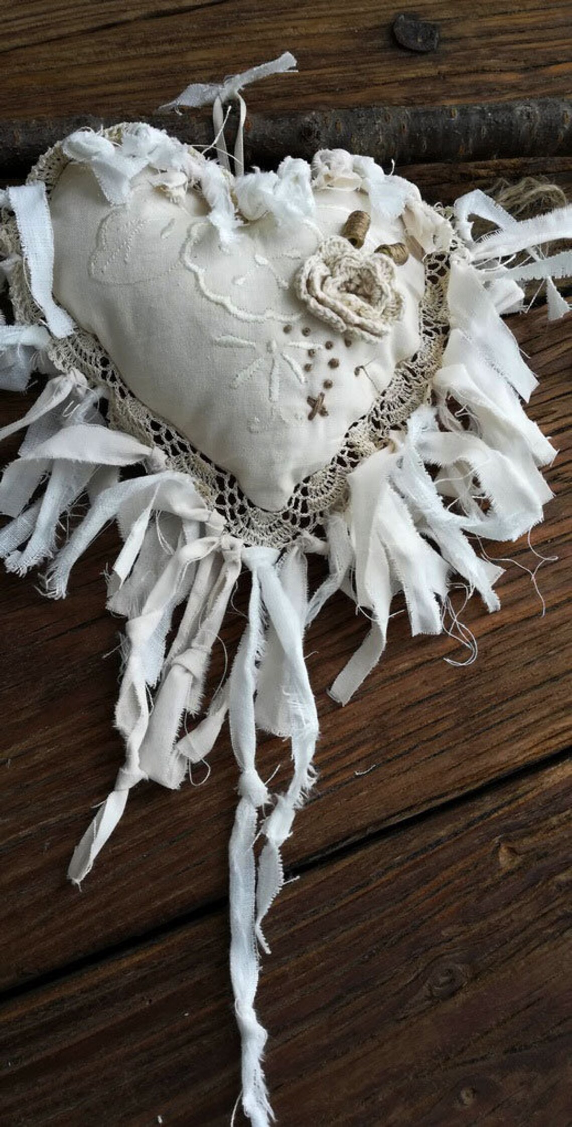 Tattered Rag Heart. Rustic Wedding Prop.vintage Shabby - Etsy