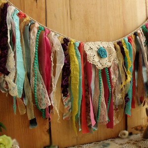 Custom Boho Gypsy Valance Colorful Garland Ribbon Curtain Backdrop Crib ...
