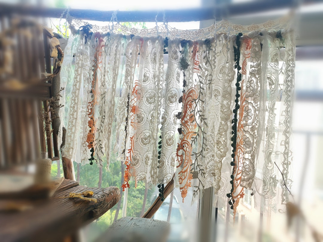 Vintage Lace Curtain Rv Camper Van Tiny Window Kitchen Curtain Panels ...