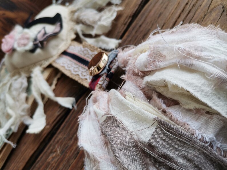 Large 28 Long Pink Flower Monogram Tattered Rag Heart | Etsy