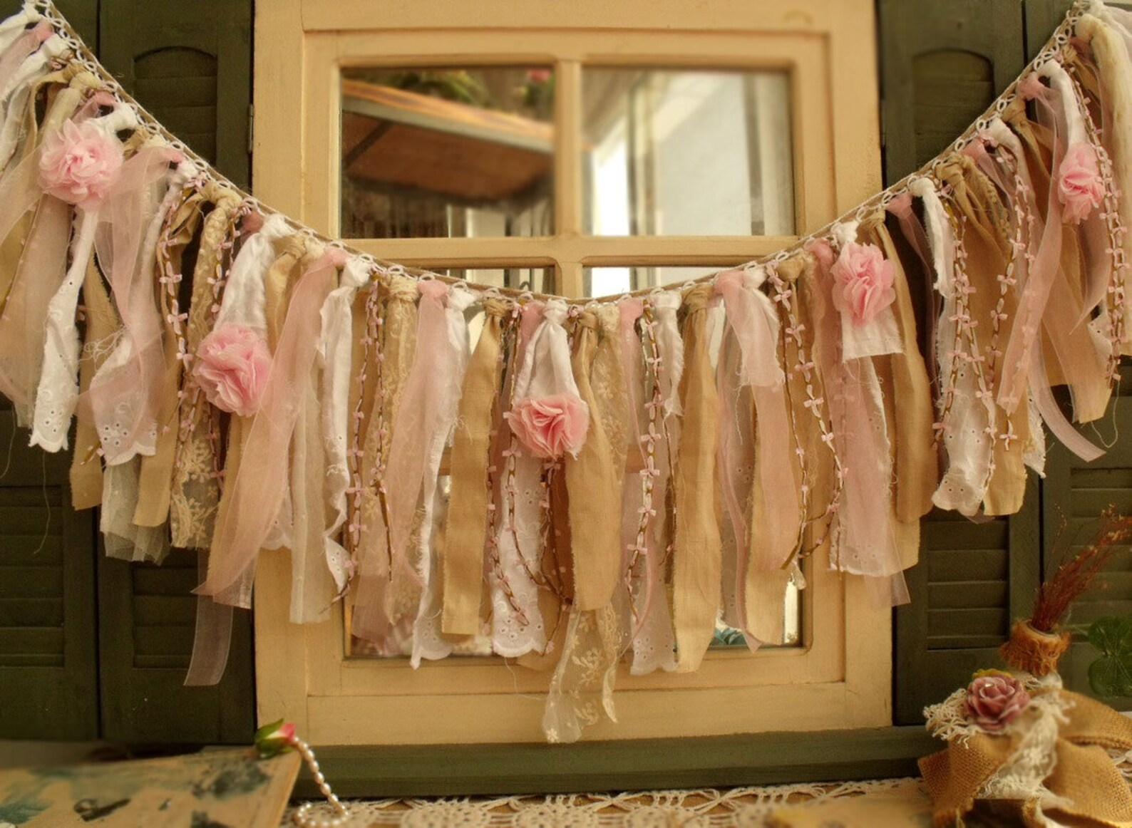 Pink Rag Banner Fabric Garland Smash Cake Shabby Nursery Decor - Etsy