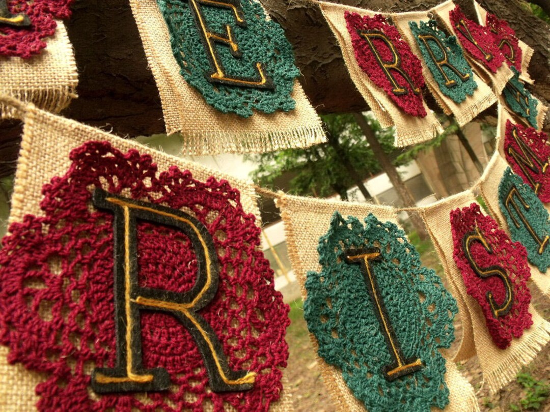 Large Banner MERRY CHRISTMAS Garland Holiday Banner Garland Bunting ...