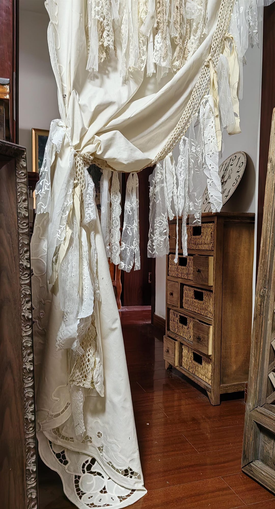 Crochet Lace Door Curtain: Beige Cotton Boho Room Divider - Etsy