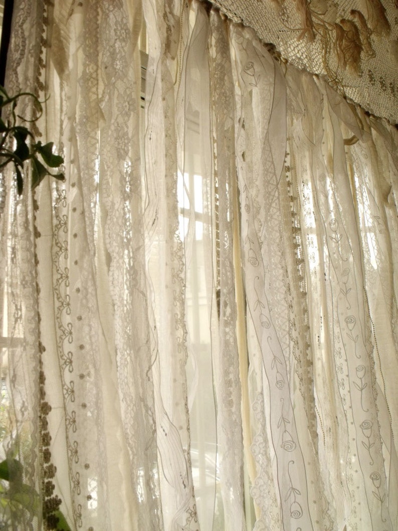 Custom White Romantic Lace Atmosphere Window Curtain. Urban - Etsy
