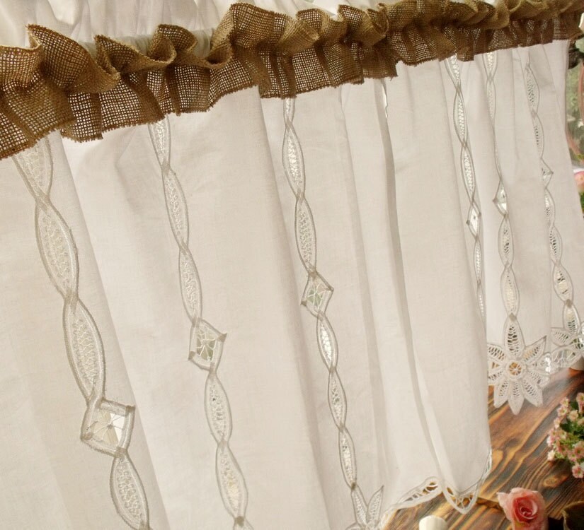 PAIR2 Panels Kitchen Bottom Tier Curtain Shabby Rustic - Etsy