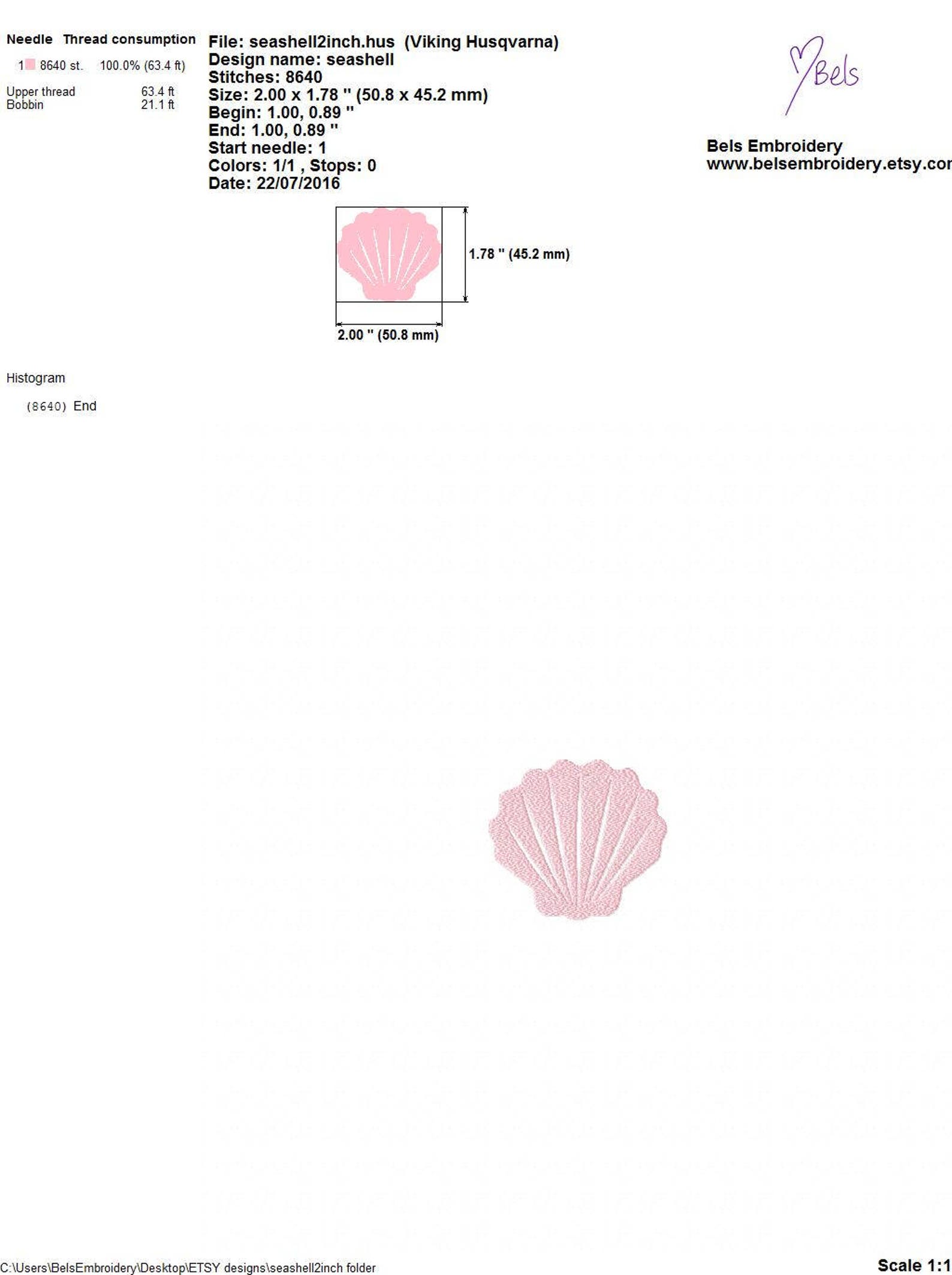 Seashell Fish Machine Embroidery Design 2/3/4 Inch Instant - Etsy