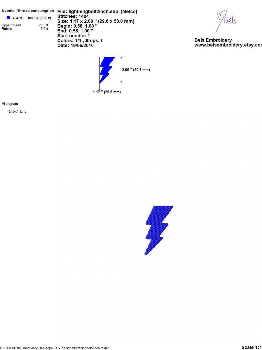 Lightning Bolt Machine Embroidery Design 2/3/4 Inch Instant | Etsy
