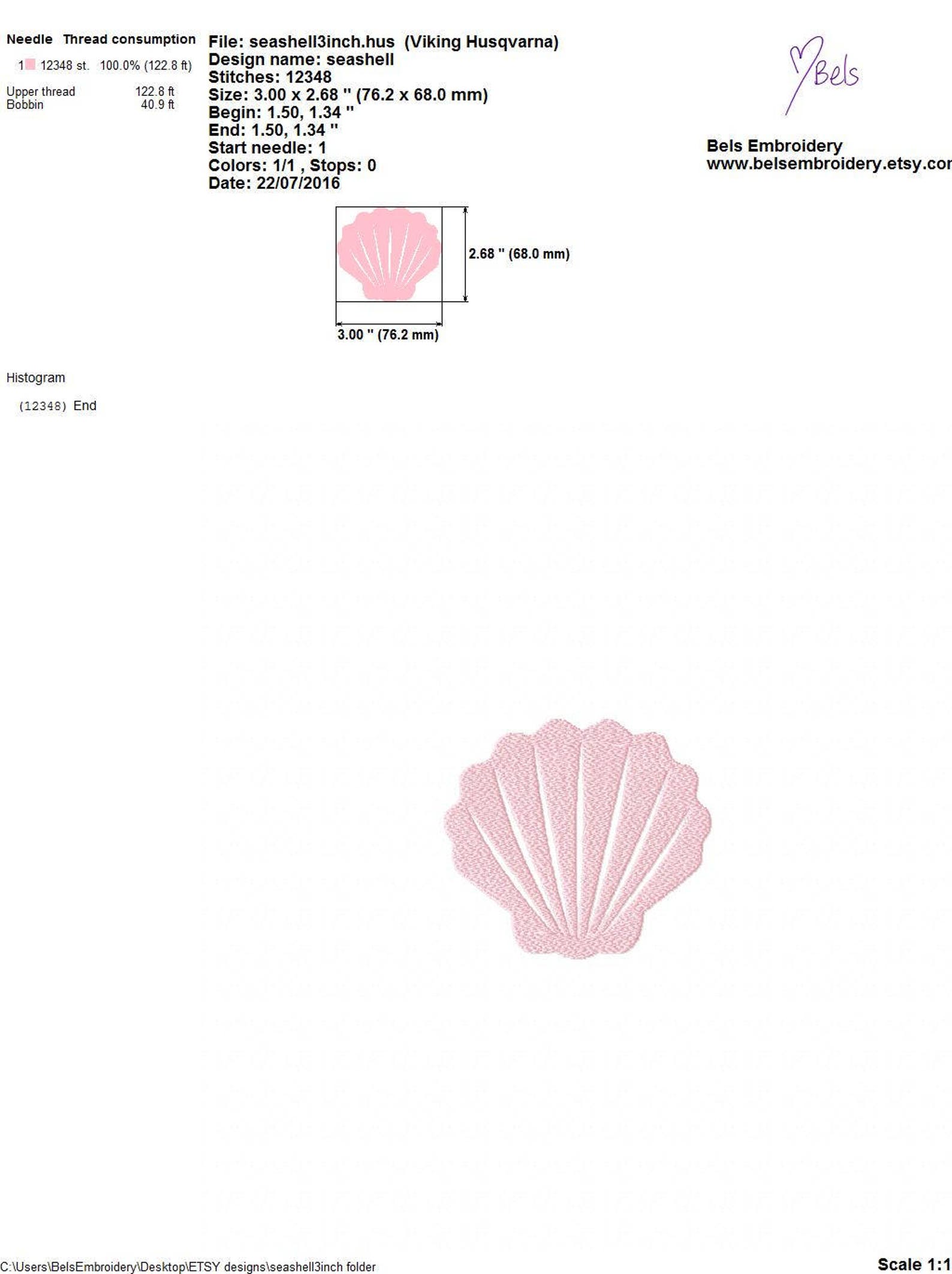 Seashell Fish Machine Embroidery Design 2/3/4 Inch Instant - Etsy