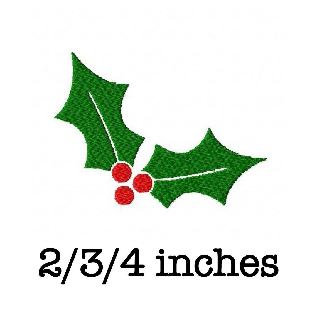 Christmas Holly Mistletoe Machine Embroidery Design 2/3/4 Inch Instant ...