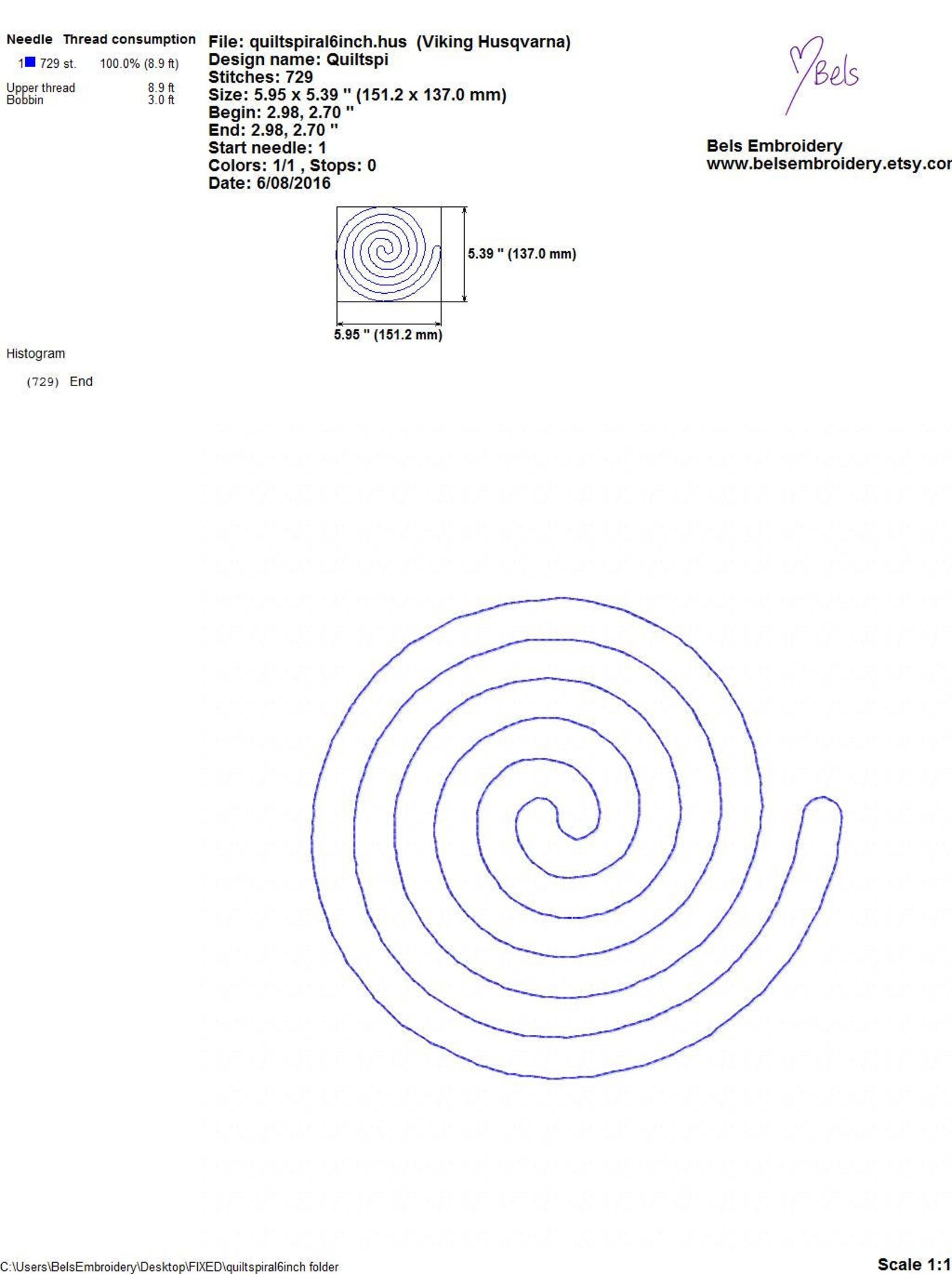 Free Motion Quilting Block Spiral Machine Embroidery Design Redwork 4/5 ...