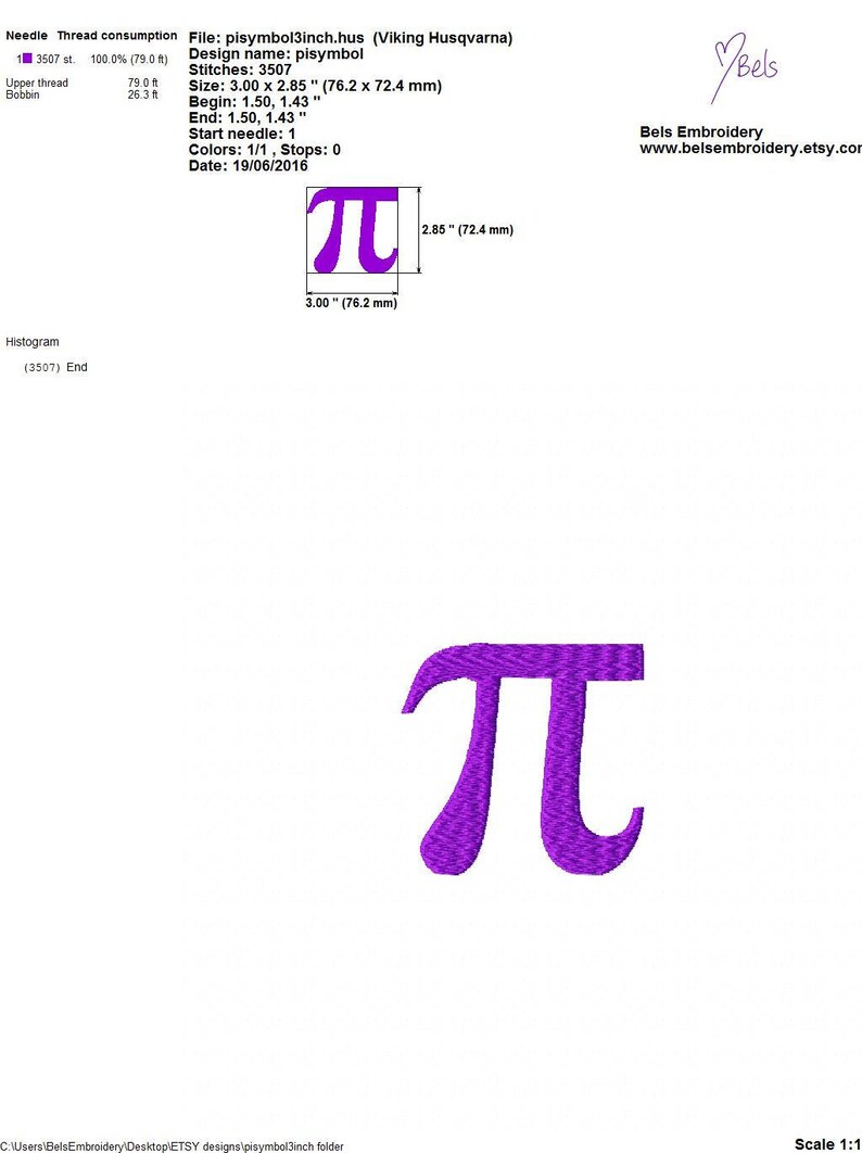Pi Symbol Machine Embroidery Design 2/3/4 Inch Instant - Etsy