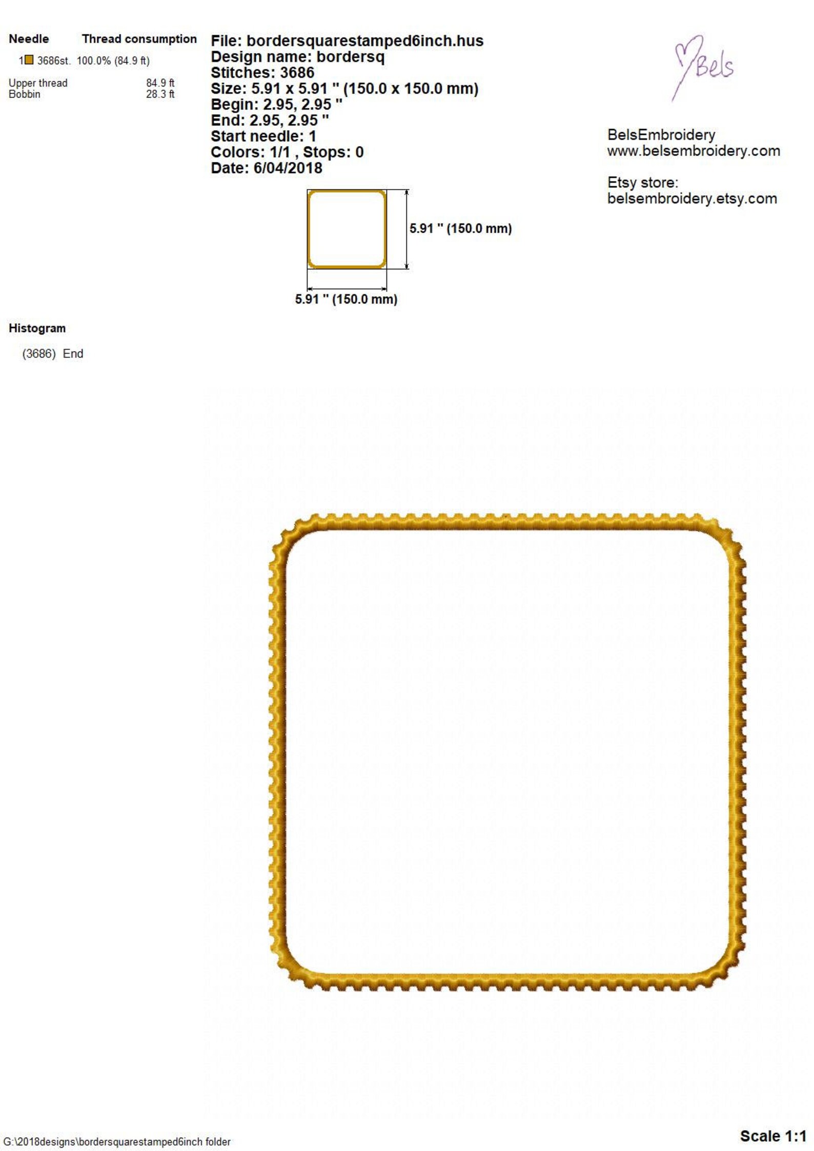 Stamped Edge Square Border Frame Machine Embroidery Design - Etsy Australia