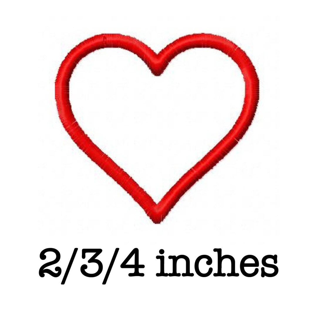 Heart Outline Applique Machine Embroidery Design 2/3/4 Inch Instant ...