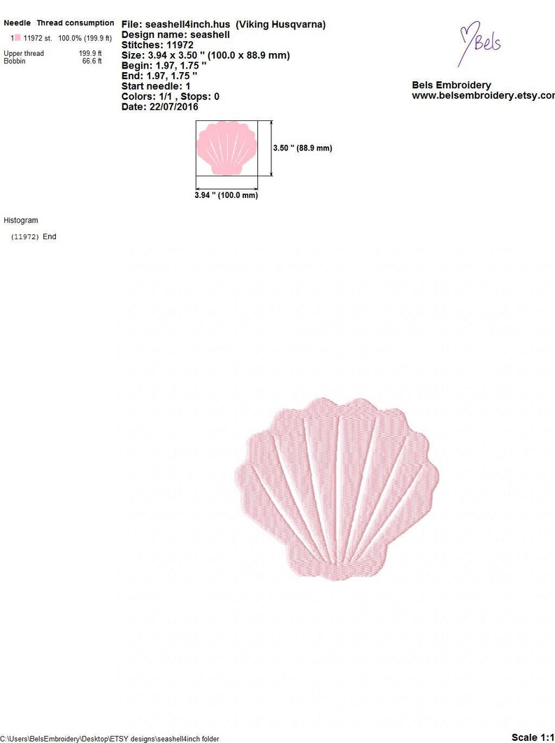 Seashell Fish Machine Embroidery Design 2/3/4 Inch Instant - Etsy