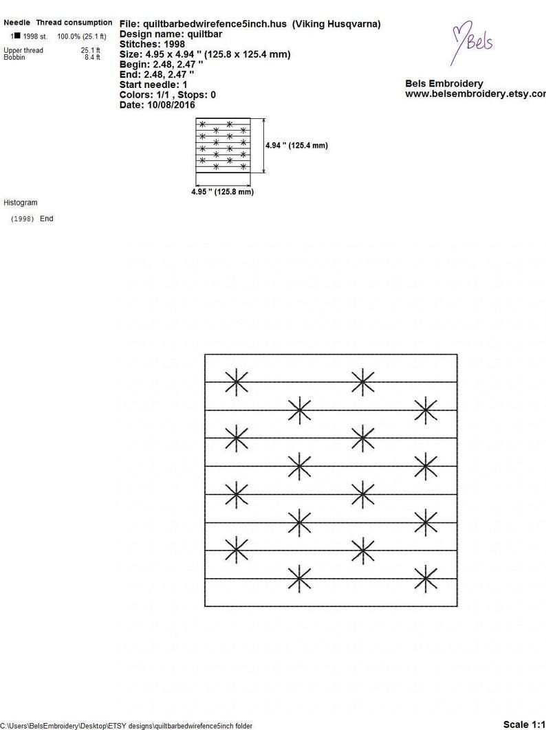 Free Motion Quilting Block Barbed Wire Fence Filled Square 4/5/6 Inch ...
